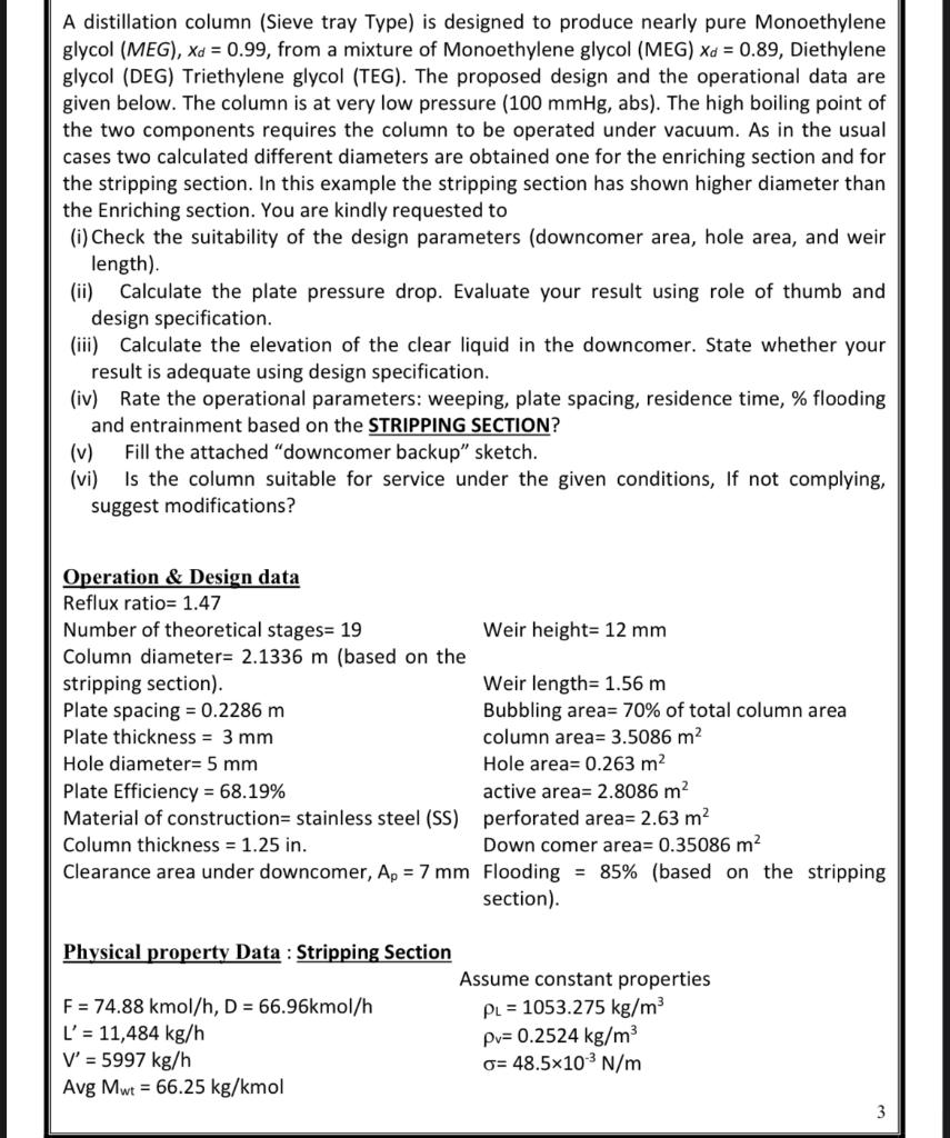 Solved T T how ho Thap hw TT Figure 11.35. Downcomer back-up | Chegg.com