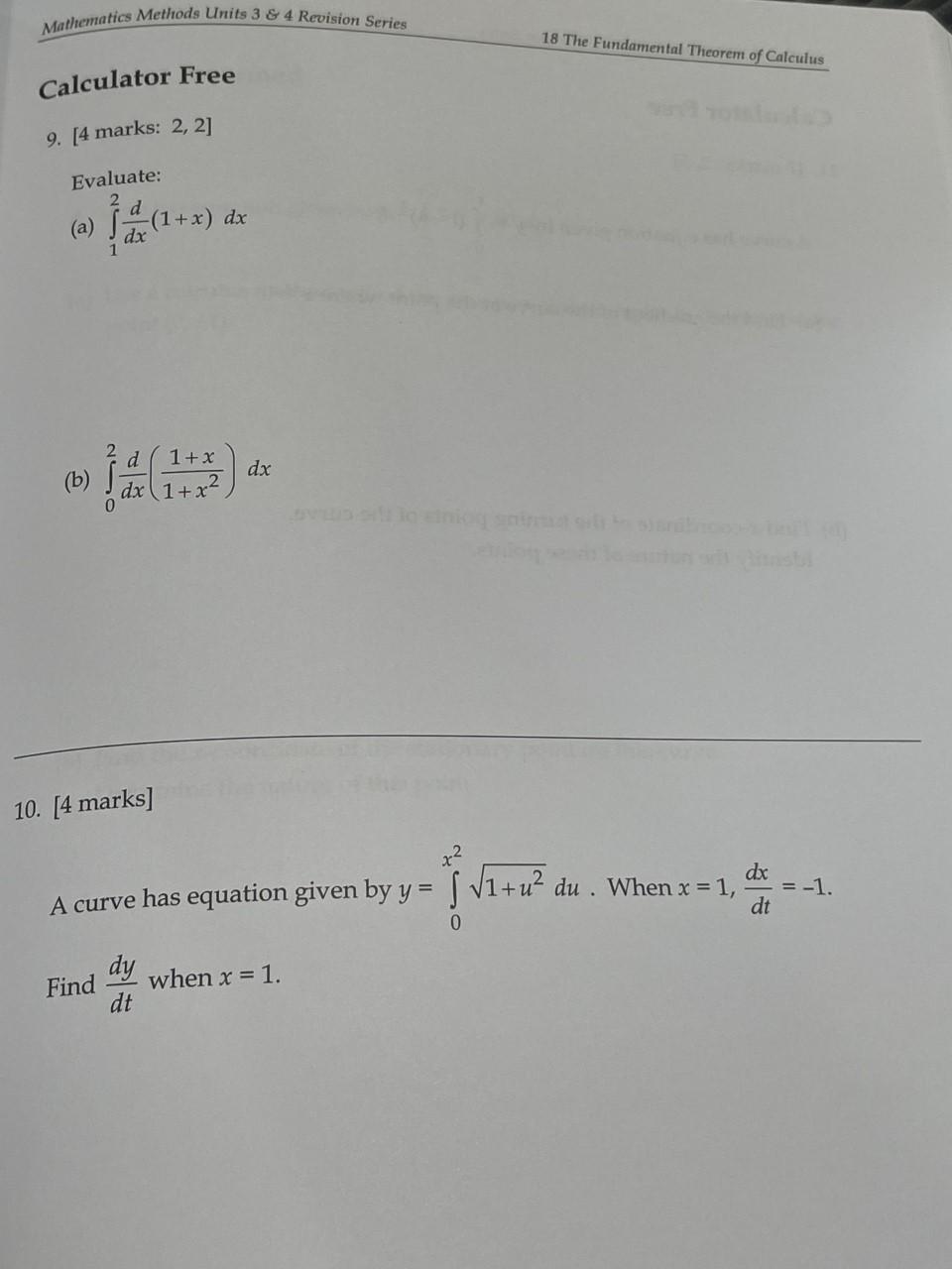 Solved Mathematics Methods Units 3 & 4 Revision Series 18 | Chegg.com