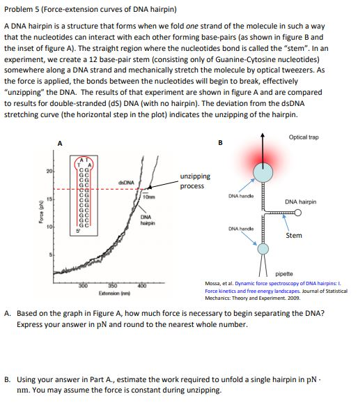 Problem 5 (Force-extension curves of DNA hairpin) A | Chegg.com
