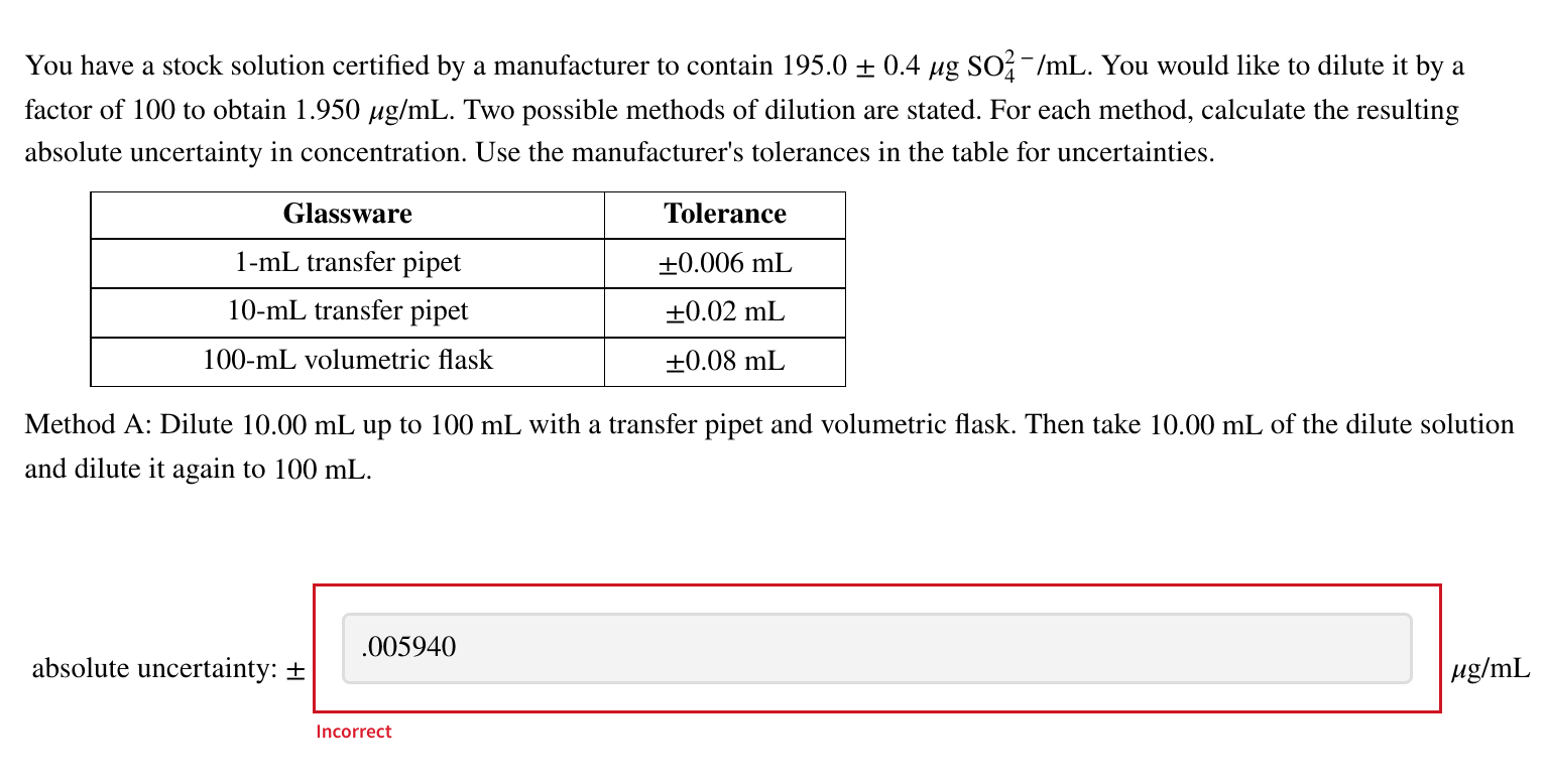 Solved You have a stock solution certified by a manufacturer | Chegg.com