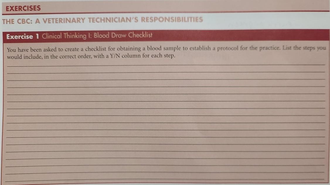 Solved EXERCISES THE CBC: A VETERINARY TECHNICIAN'S | Chegg.com