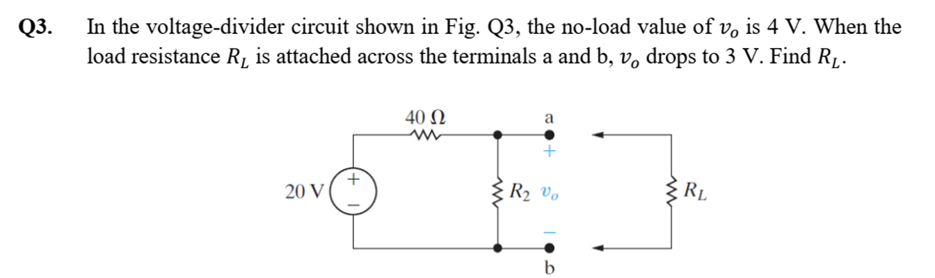 Solved 23. In the voltage-divider circuit shown in Fig. Q3, | Chegg.com