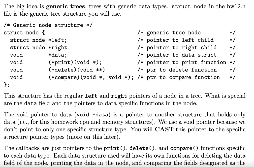 Solved The big idea is generic trees, trees with generic | Chegg.com