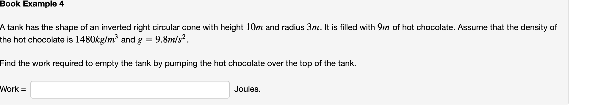 Solved Book Example 4 A tank has the shape of an inverted | Chegg.com