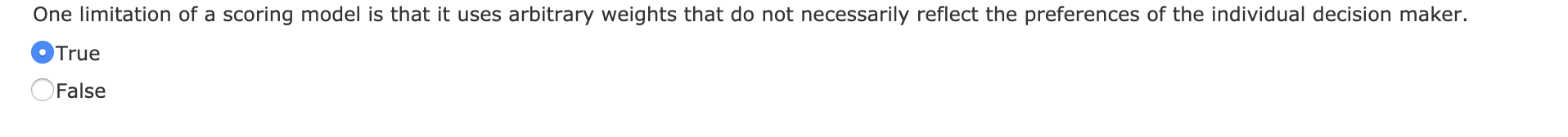 Solved One limitation of a scoring model is that it uses | Chegg.com