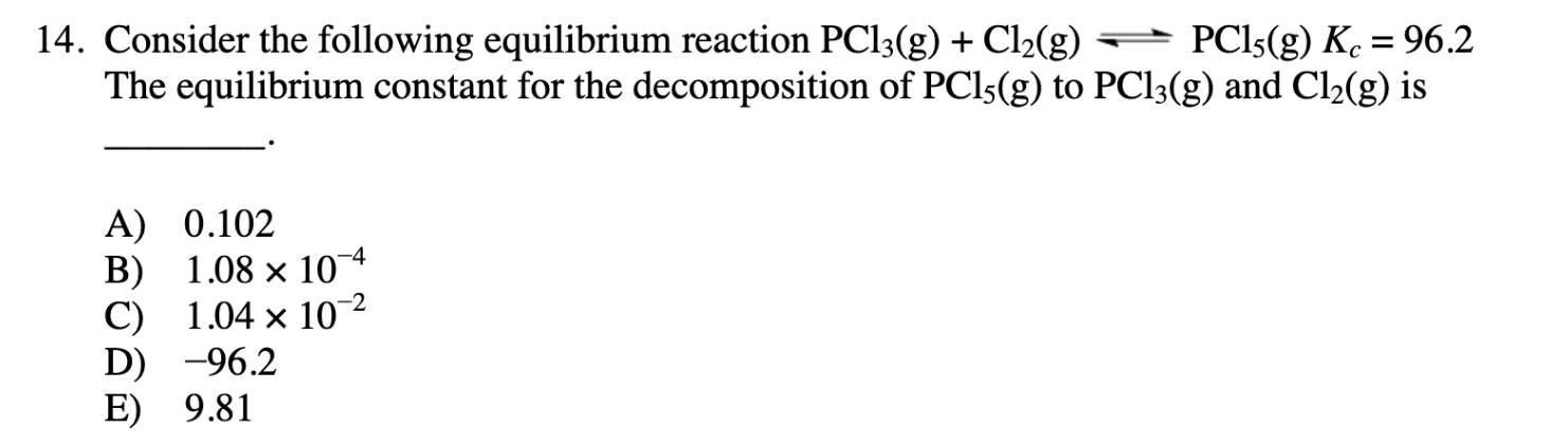 Solved Consider the following equilibrium reaction | Chegg.com