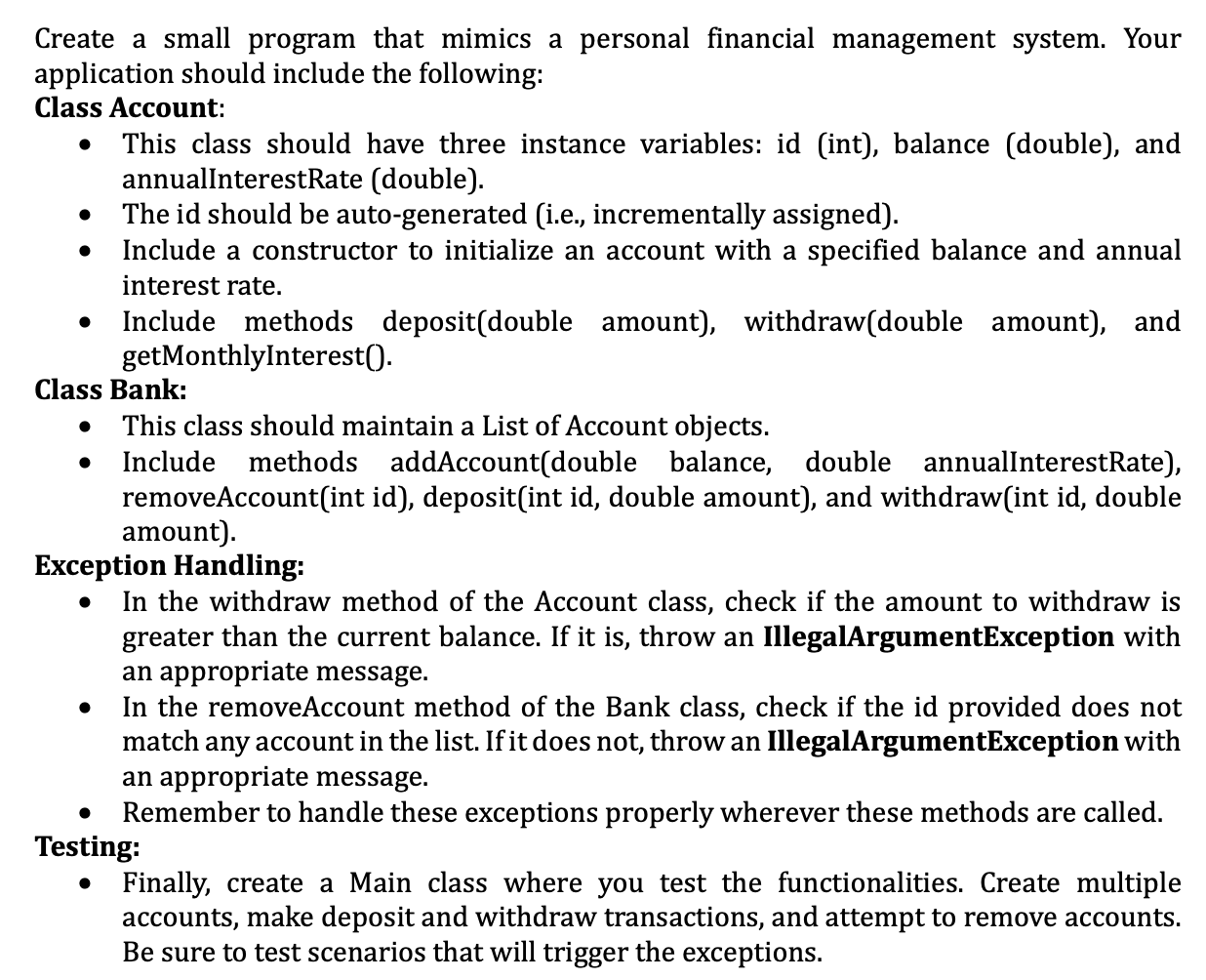 Solved Create a small program that mimics a personal | Chegg.com