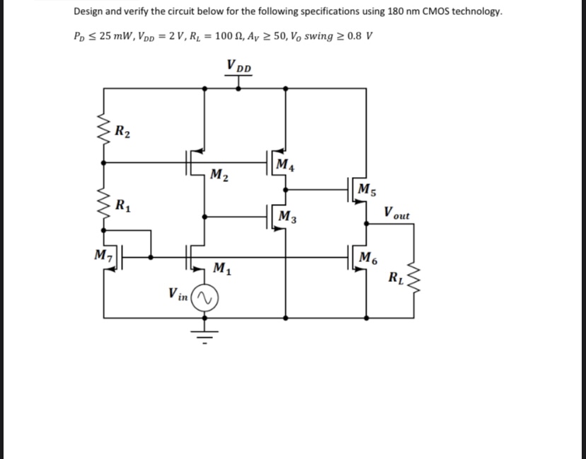 Design and verify the circuit below for the following | Chegg.com