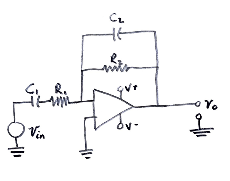 Solved Design a bandpass filter with a gain of -20, lower | Chegg.com