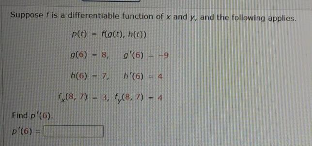 Solved Suppose fis a differentiable function of x and y, and | Chegg.com