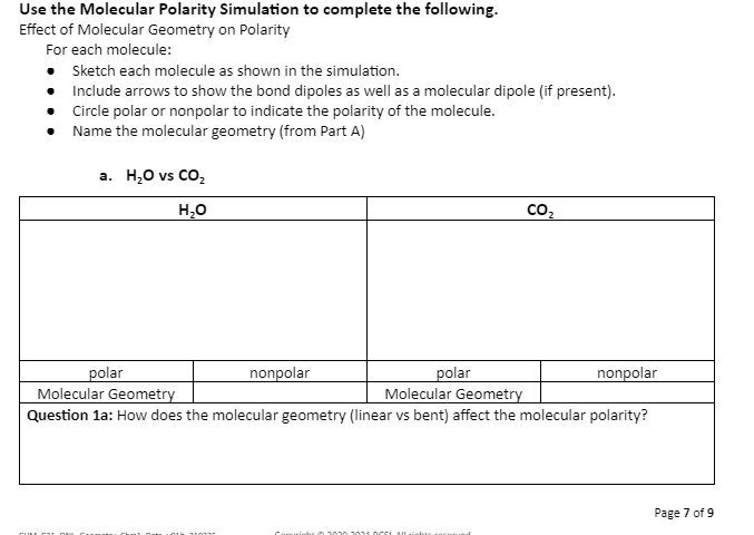 Solved Use the Molecular Polarity Simulation to complete the | Chegg.com