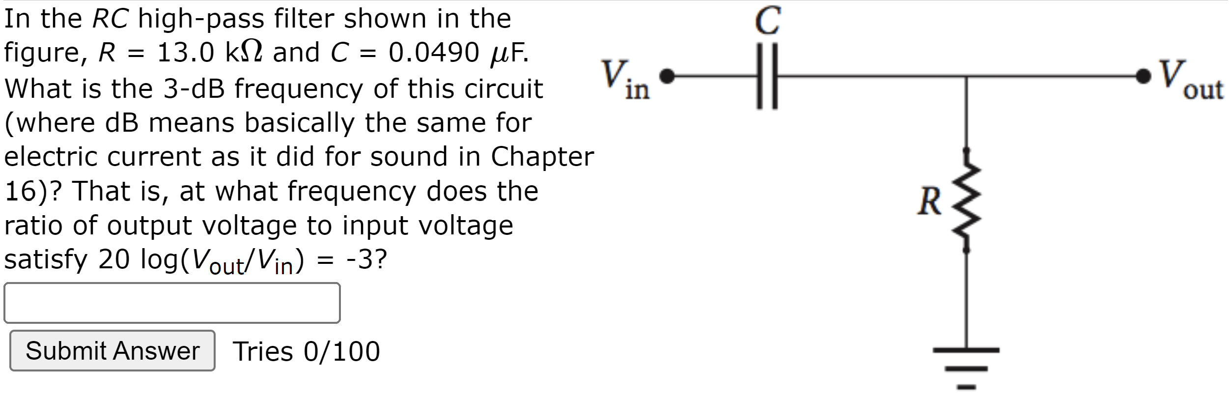 Solved In the RC high-pass filter shown in the figure, | Chegg.com