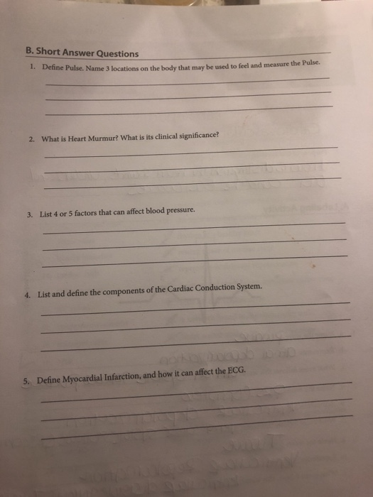 Solved B. Short Answer Questions 1. Define Pulse. Name 3 | Chegg.com