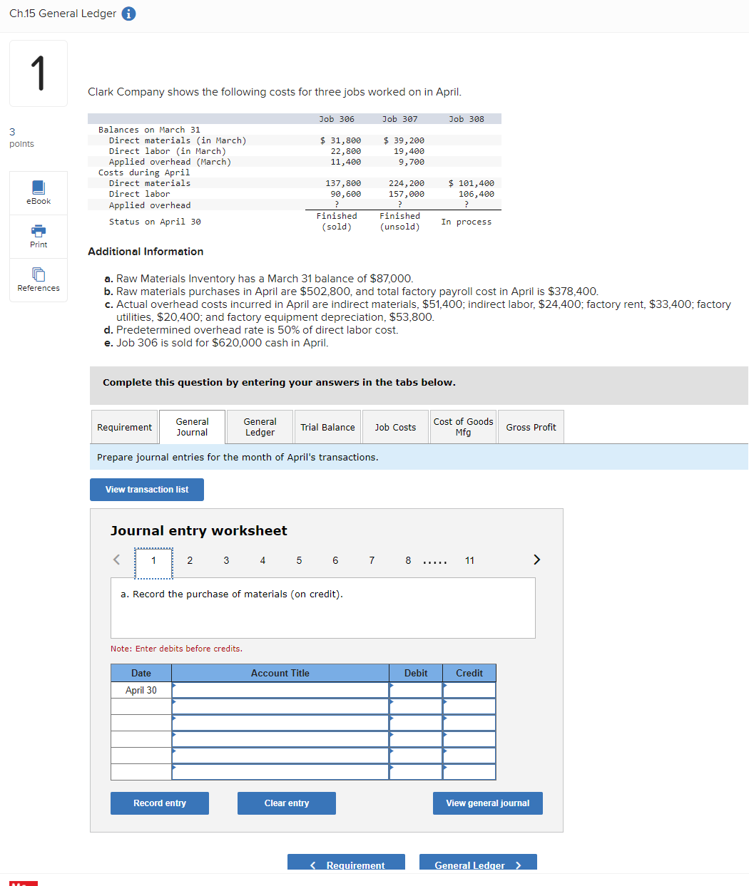 Solved Clark Company shows the following costs for three | Chegg.com