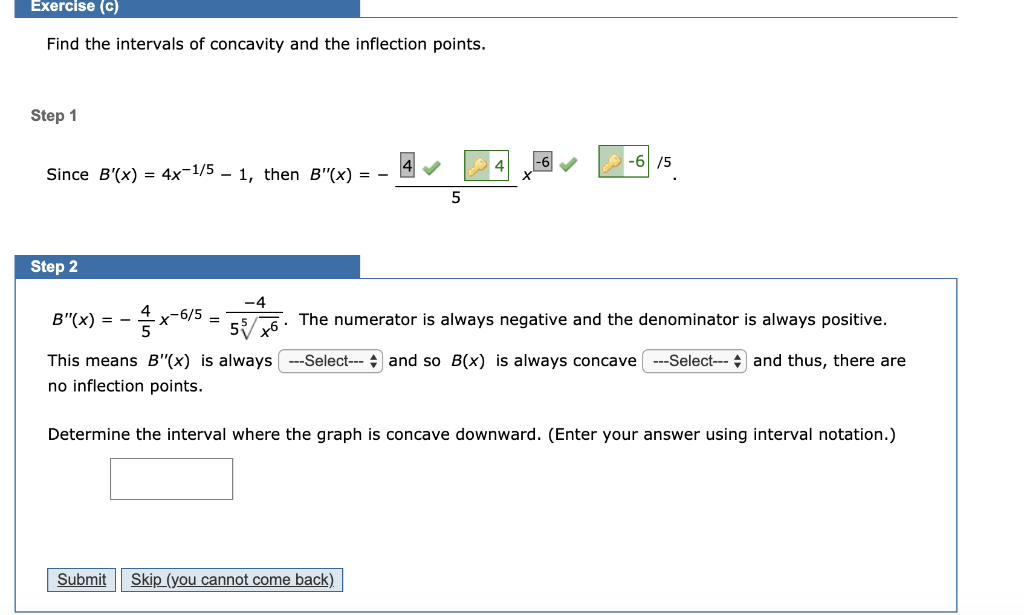 Exercise (c) Find the intervals of concavity and the | Chegg.com