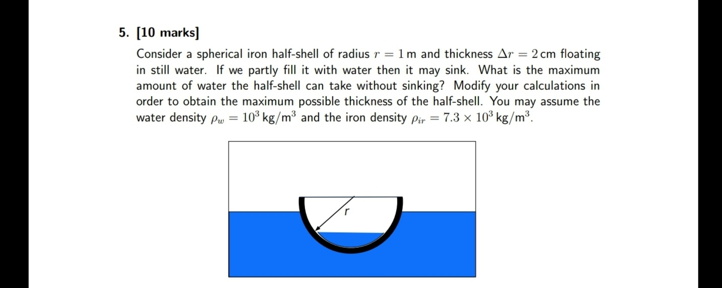 Solved 5. [10 marks] Consider a spherical iron half-shell of | Chegg.com