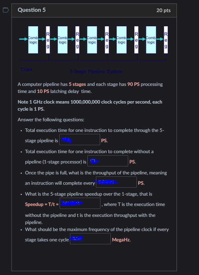 Solved A computer pipeline has 5 stages and each stage has | Chegg.com