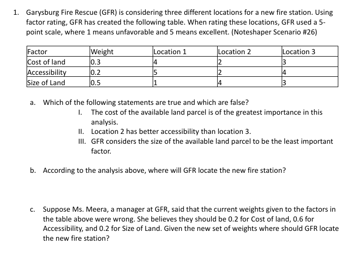 Solved Garysburg Fire Rescue (GFR) is considering three | Chegg.com