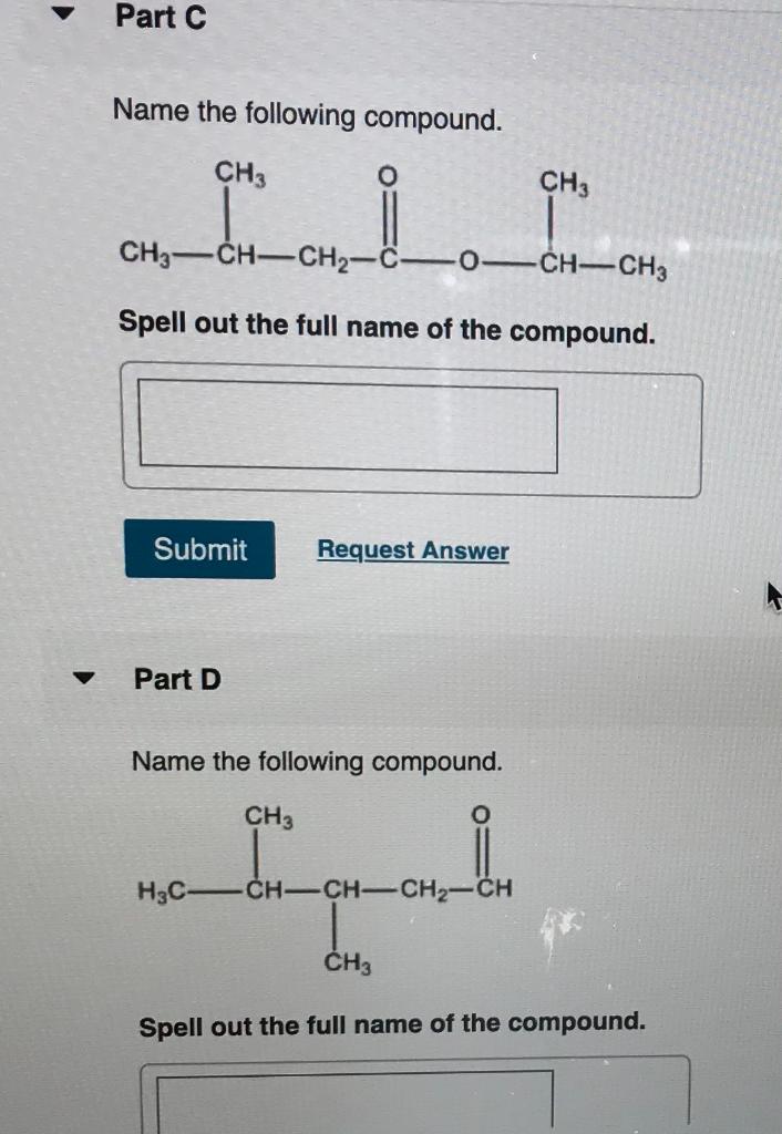 Solved Part A Name the following compound. CH3 CH3 CH3 CH | Chegg.com