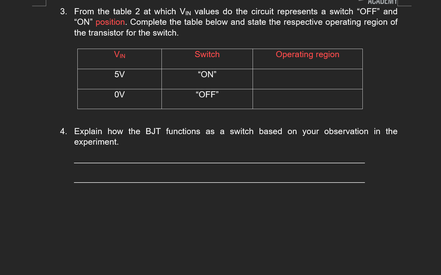 Solved Objective: Experiment 1: BJT as a Switch To | Chegg.com