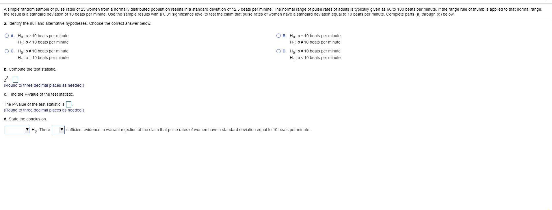 solved-a-simple-random-sample-of-pulse-rates-of-25-women-chegg