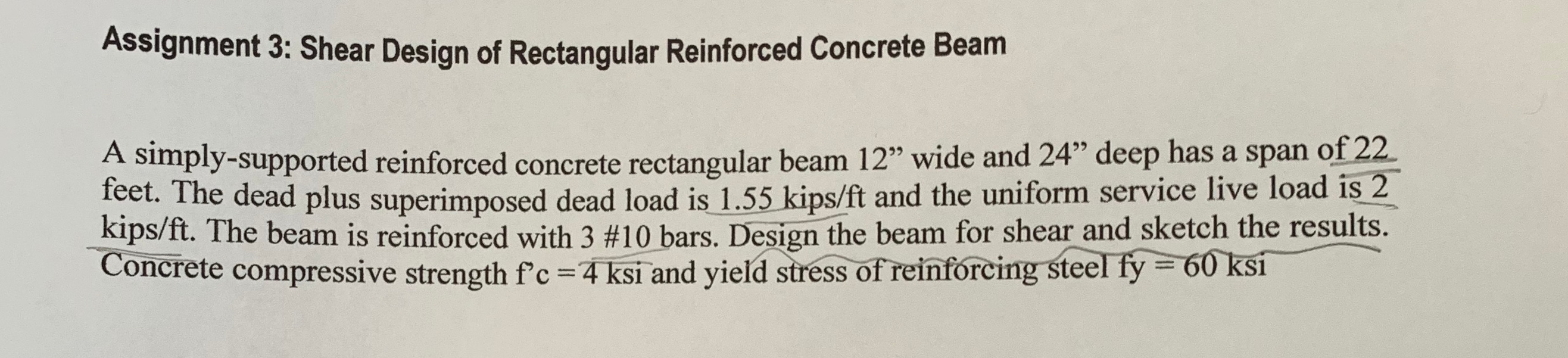 Solved Assignment 3: Shear Design of Rectangular Reinforced | Chegg.com