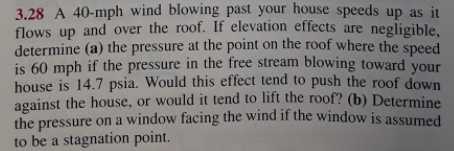 Solved 3.28 A 40-mph wind blowing past your house speeds up | Chegg.com
