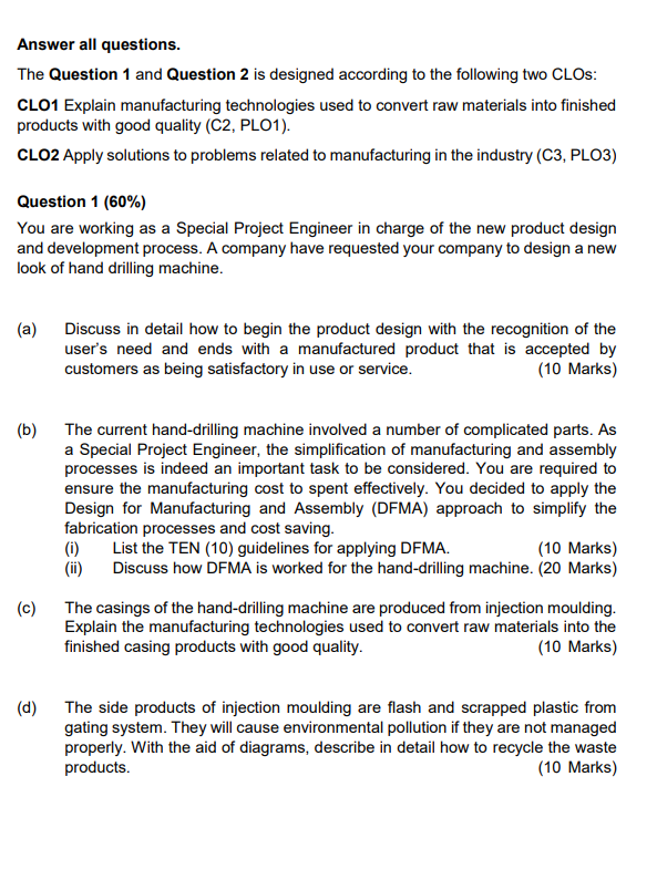 Solved Answer all questions. The Question 1 and Question 2 | Chegg.com