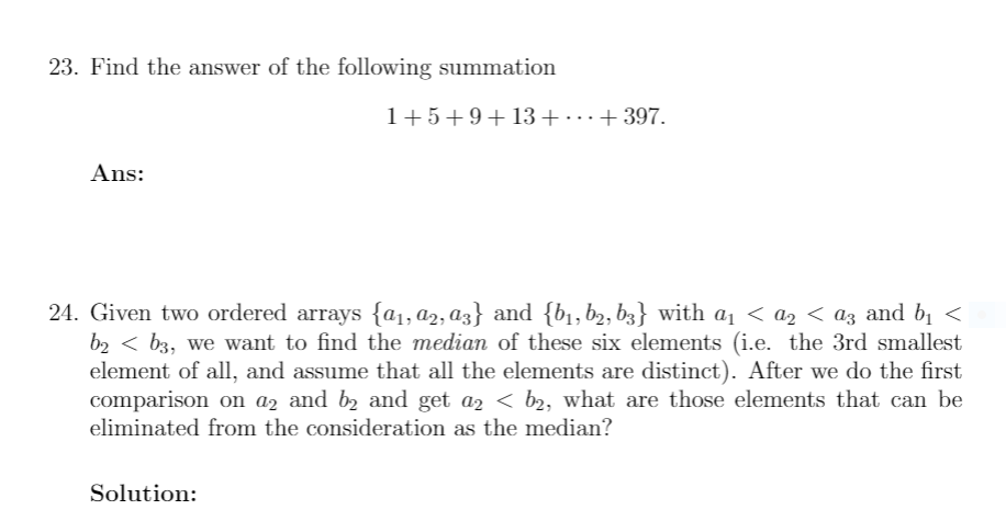Solved 23. Find the answer of the following summation | Chegg.com