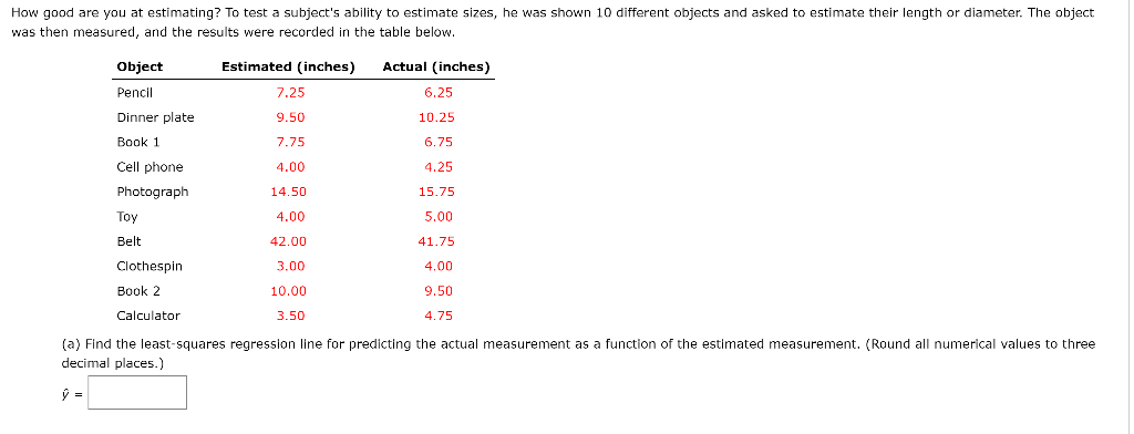 Solved How good are you at estimating? To test a subject's | Chegg.com