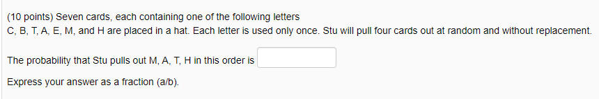 Solved (10 points) Seven cards, each containing one of the | Chegg.com