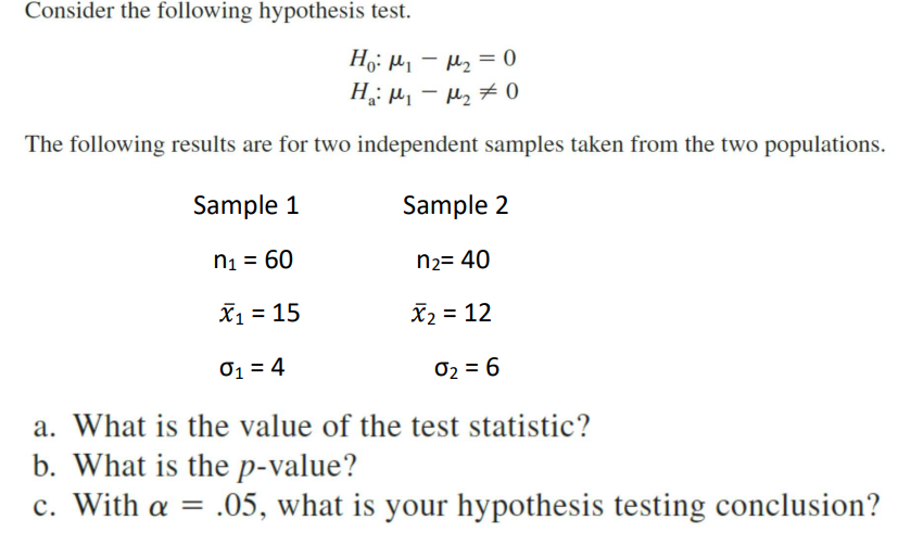 Solved Consider the following hypothesis test. | Chegg.com