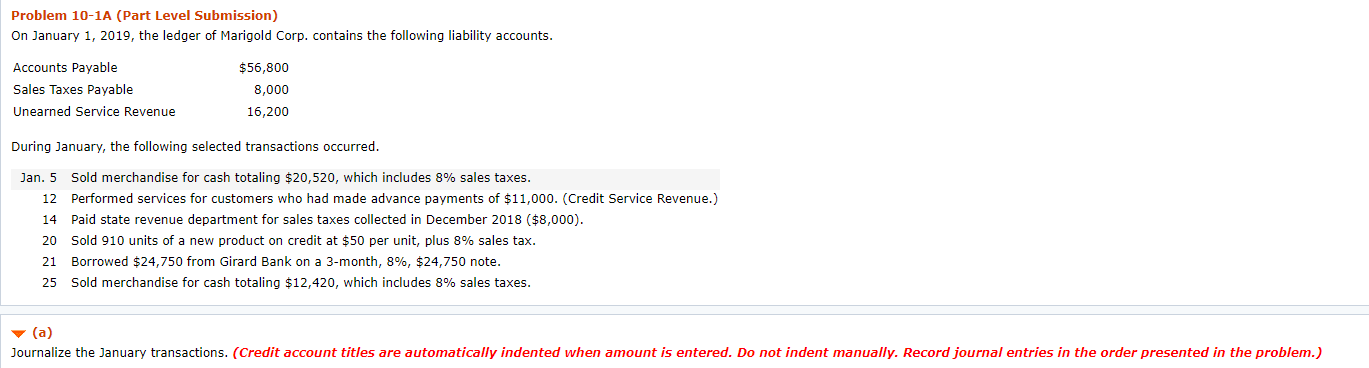 Solved Problem 10-1A (Part Level Submission) On January 1, | Chegg.com