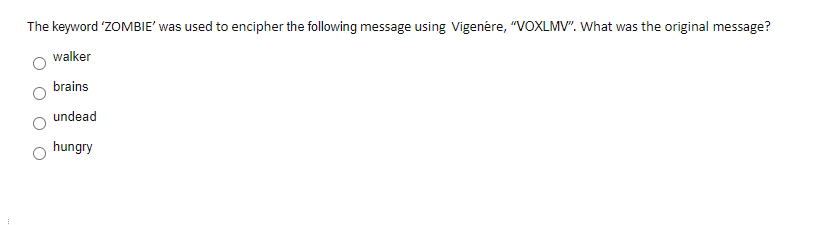 Solved The keyword 'ZOMBIE' was used to encipher the | Chegg.com