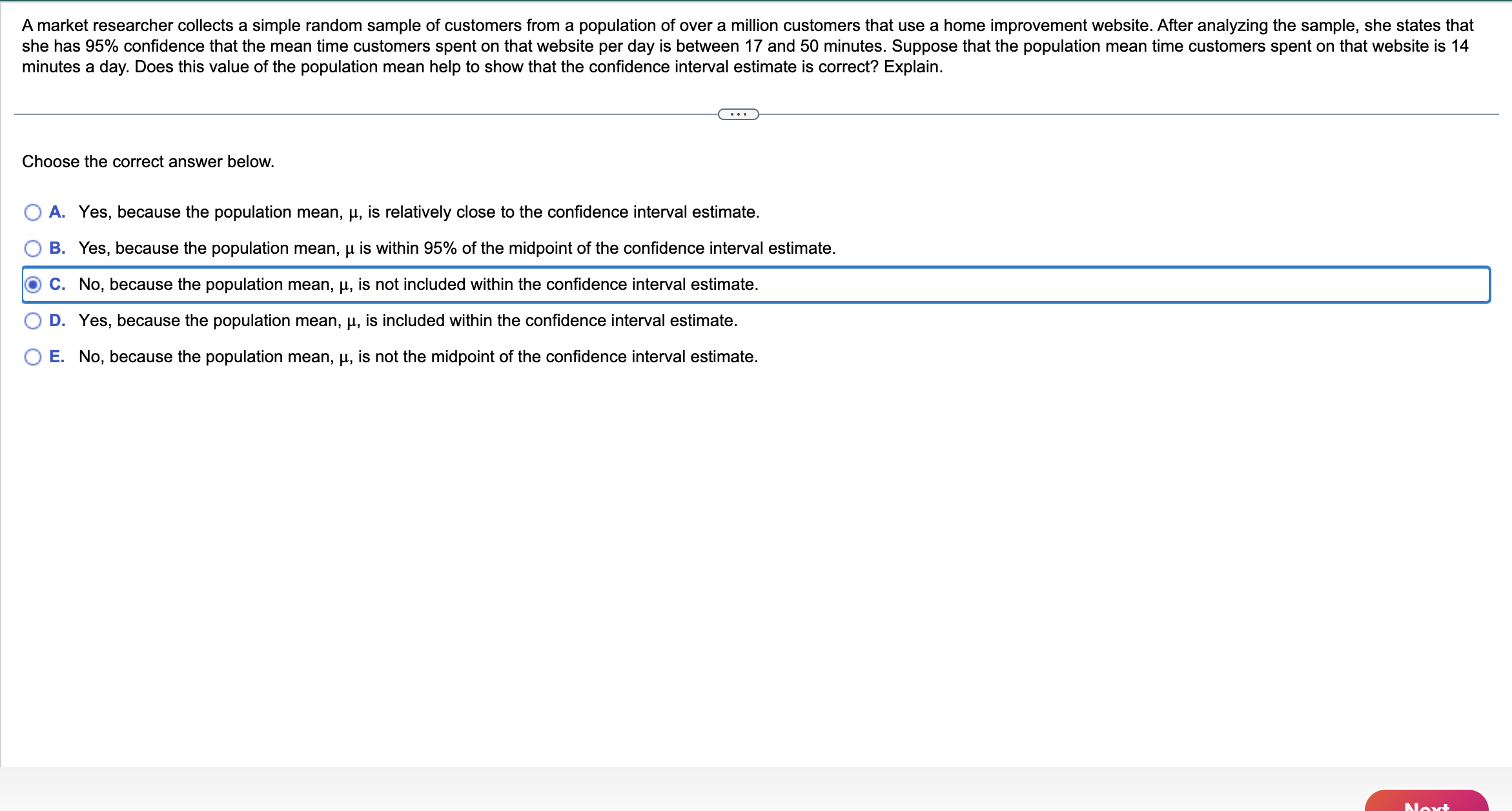 Solved A market researcher collects a simple random sample | Chegg.com