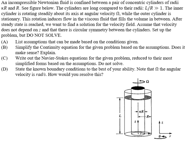 Solved An incompressible Newtonian fluid is confined between | Chegg.com