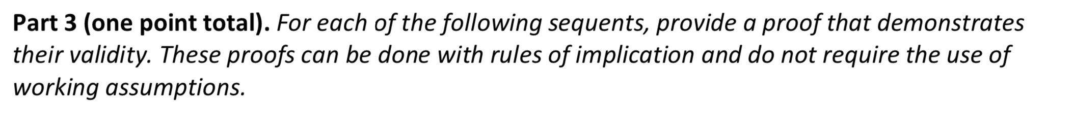 Solved Part 3 (one point total). For each of the following | Chegg.com