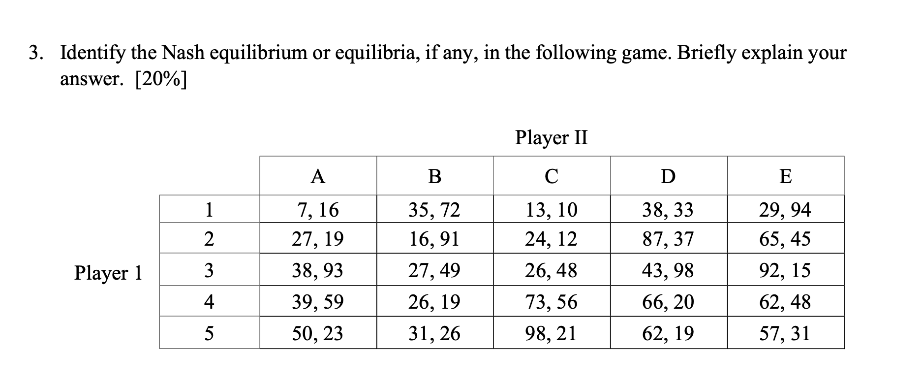 Solved 3. Identify the Nash equilibrium or equilibria, if | Chegg.com