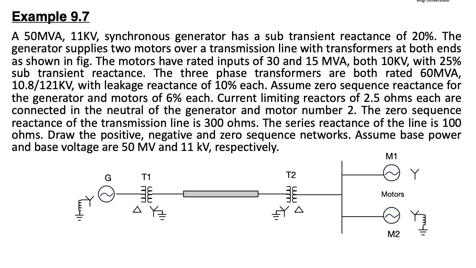 DIB! Unversitesi Example 9.7 A 50MVA, 11KV, | Chegg.com