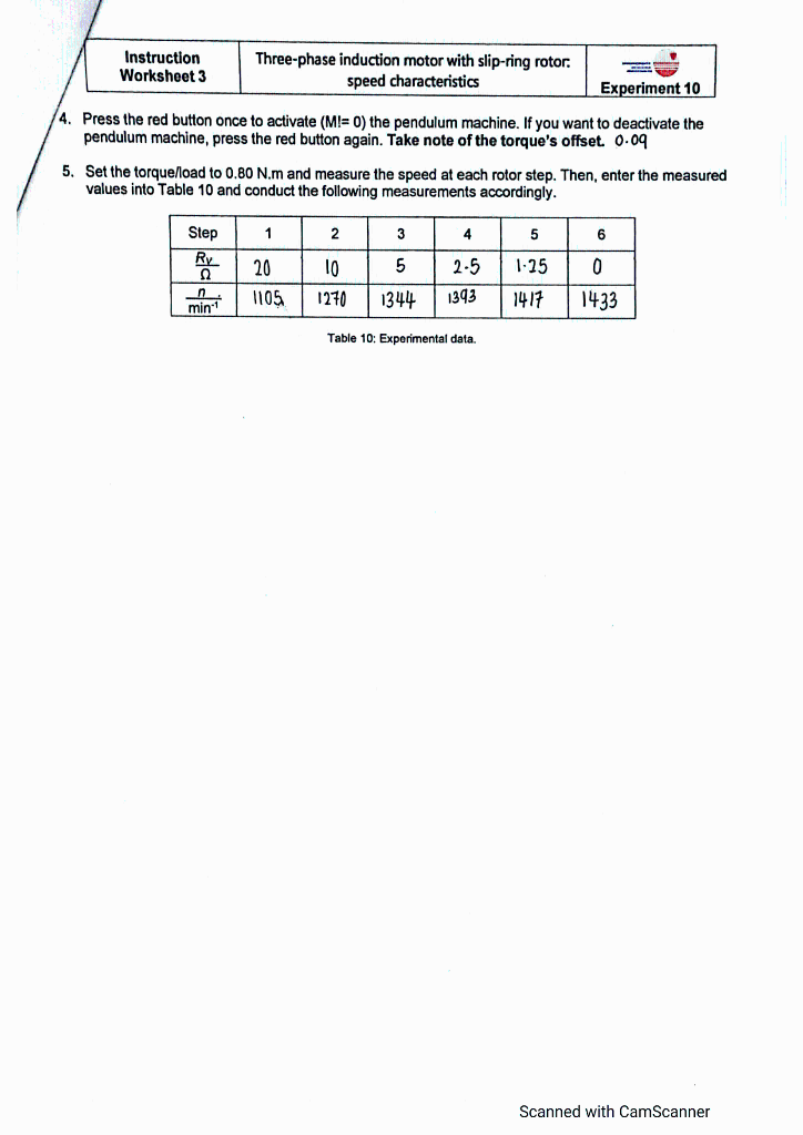 Solved Instruction Worksheet 2 Three phase induction or with | Chegg.com
