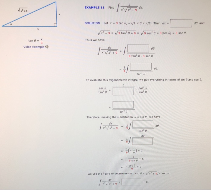 Solved EXAMPLE 11 Find d +9 SOLUTION Let x = 3 tan θ,-π/2