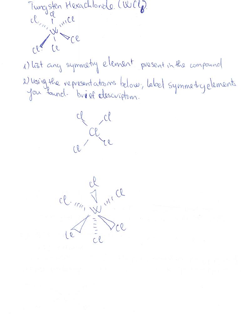 Solved 1) list any symmety element present in the compound | Chegg.com