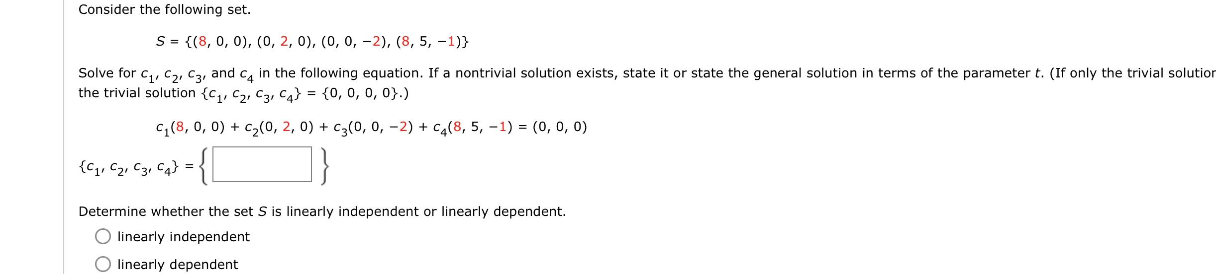 Solved Consider the following set. | Chegg.com