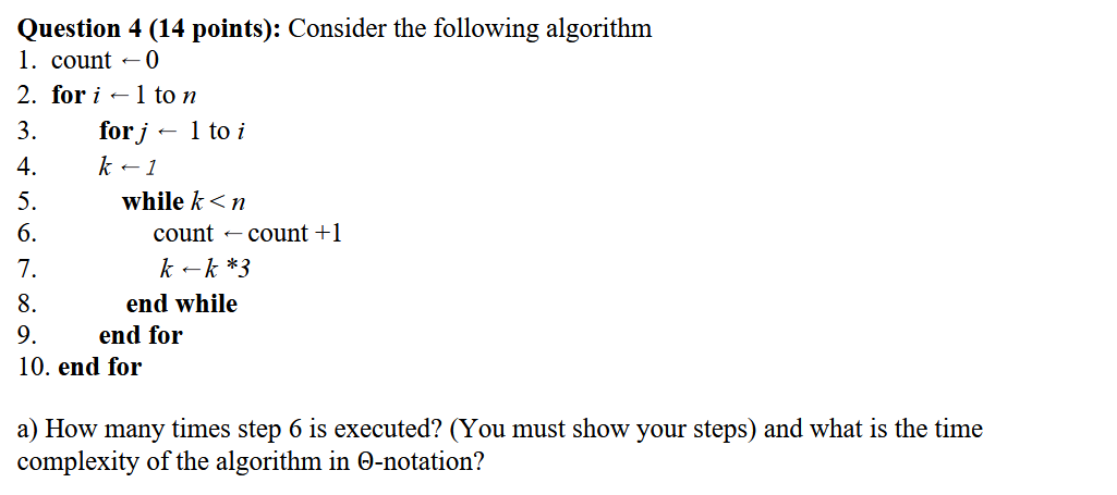 Solved Question 4 (14 ﻿points): Consider the following | Chegg.com