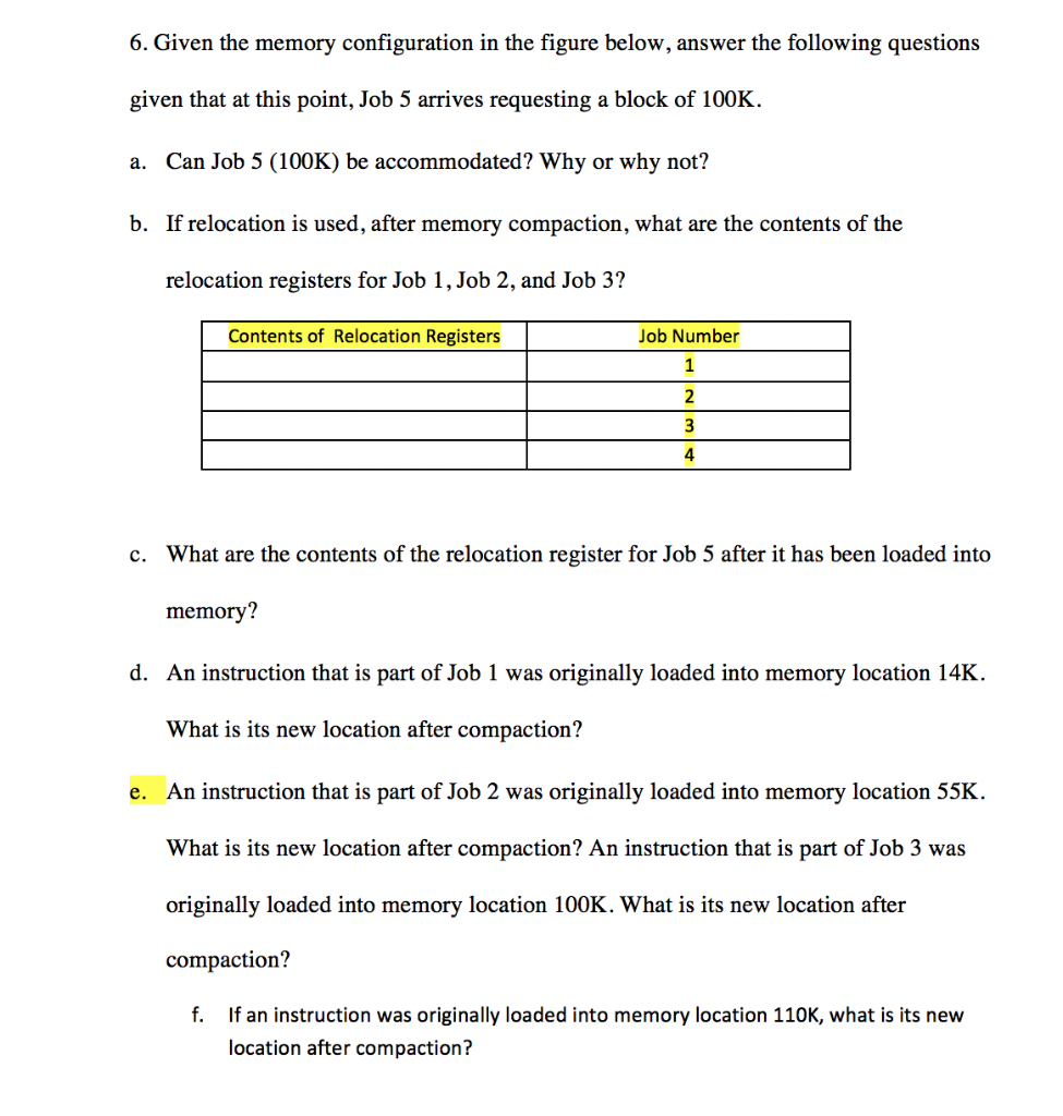 6. Given the memory configuration in the figure | Chegg.com