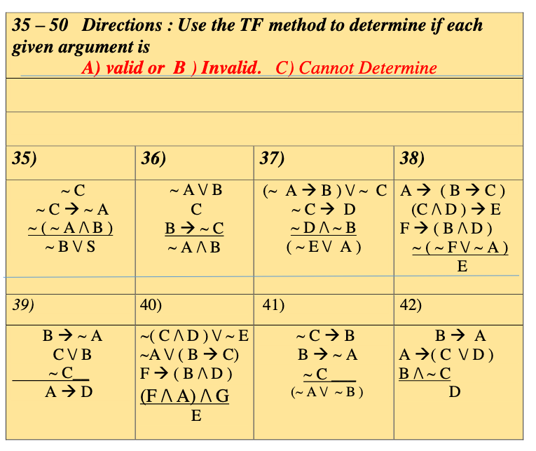 Solved 35-50 Directions: Use the TF method to determine if | Chegg.com