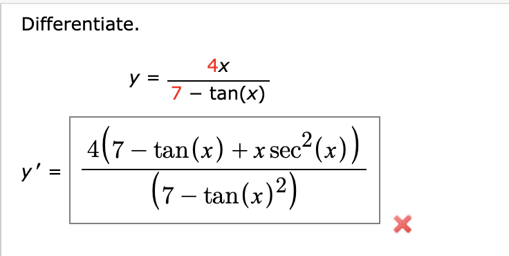 Solved Differentiate. g(0) = e® (tan(0) – ) g'(0) = = | Chegg.com