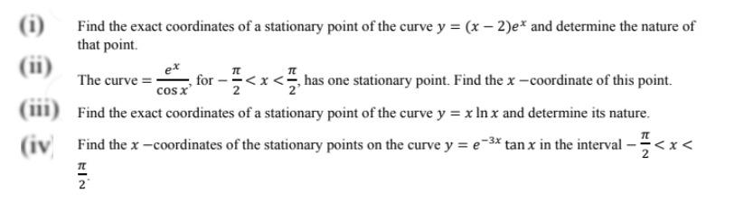 Solved (0) Find the exact coordinates of a stationary point | Chegg.com