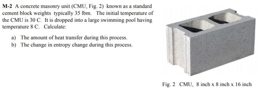 Solved M-2 A concrete masonry unit (CMU, Fig. 2) known as a | Chegg.com