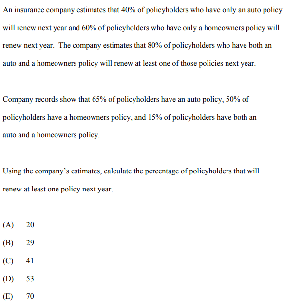 Solved An insurance company estimates that 40% of | Chegg.com
